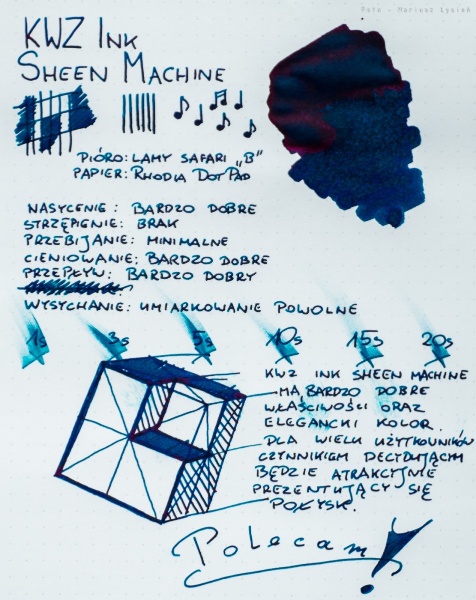 KWZ Ink – Sheen Machine – test – Zegarki i Pióra